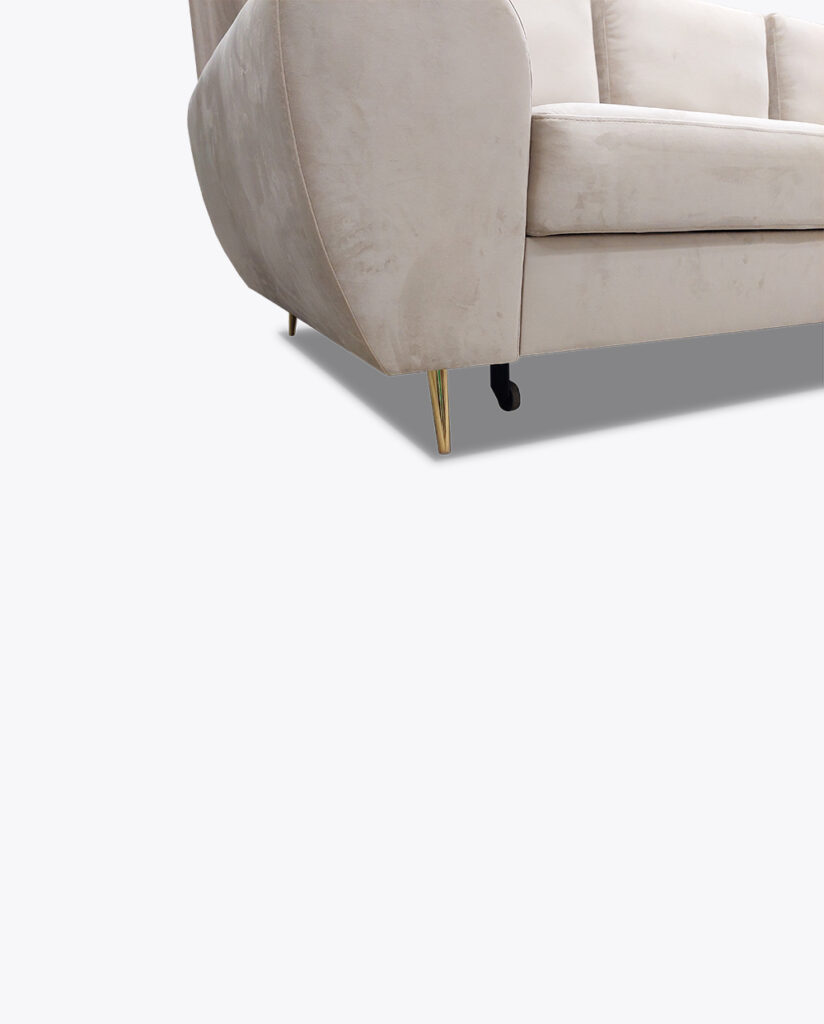 Corner sofa Lupo 21 beige with golden legs. | Kamado Meble DESIGN